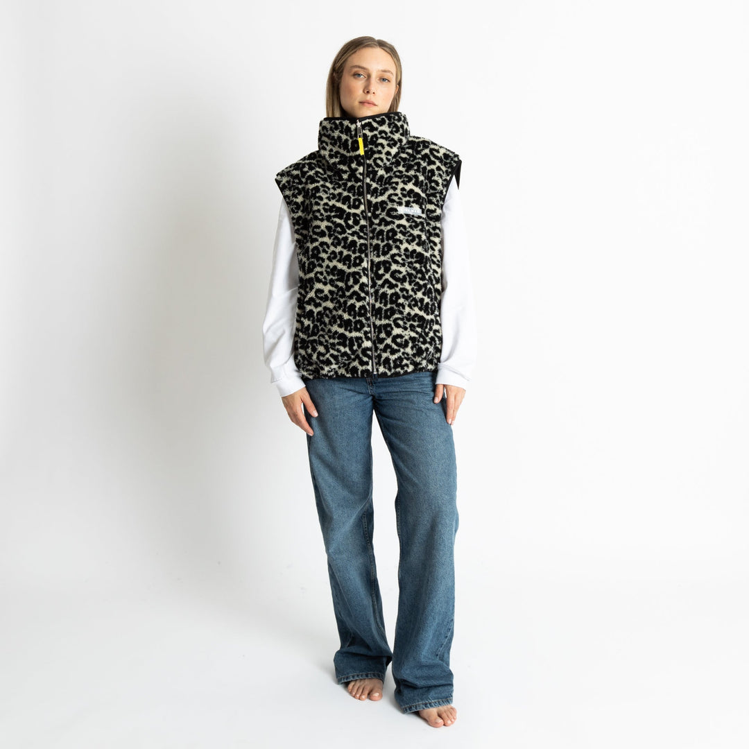 Reversible Bomber Vest - black/leo black-sand - VIVI MARI