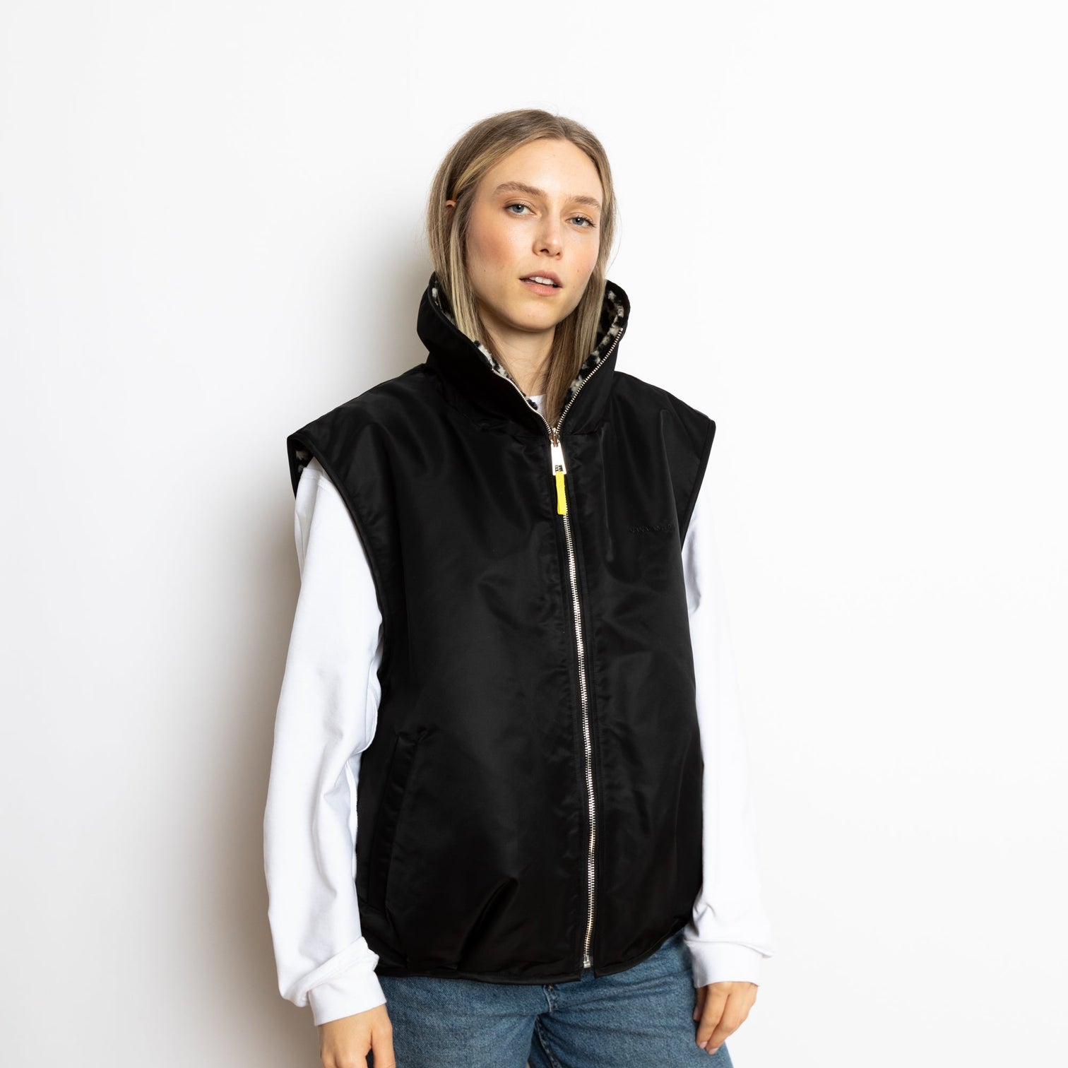 Reversible Bomber Vest - black/leo black-sand - VIVI MARI