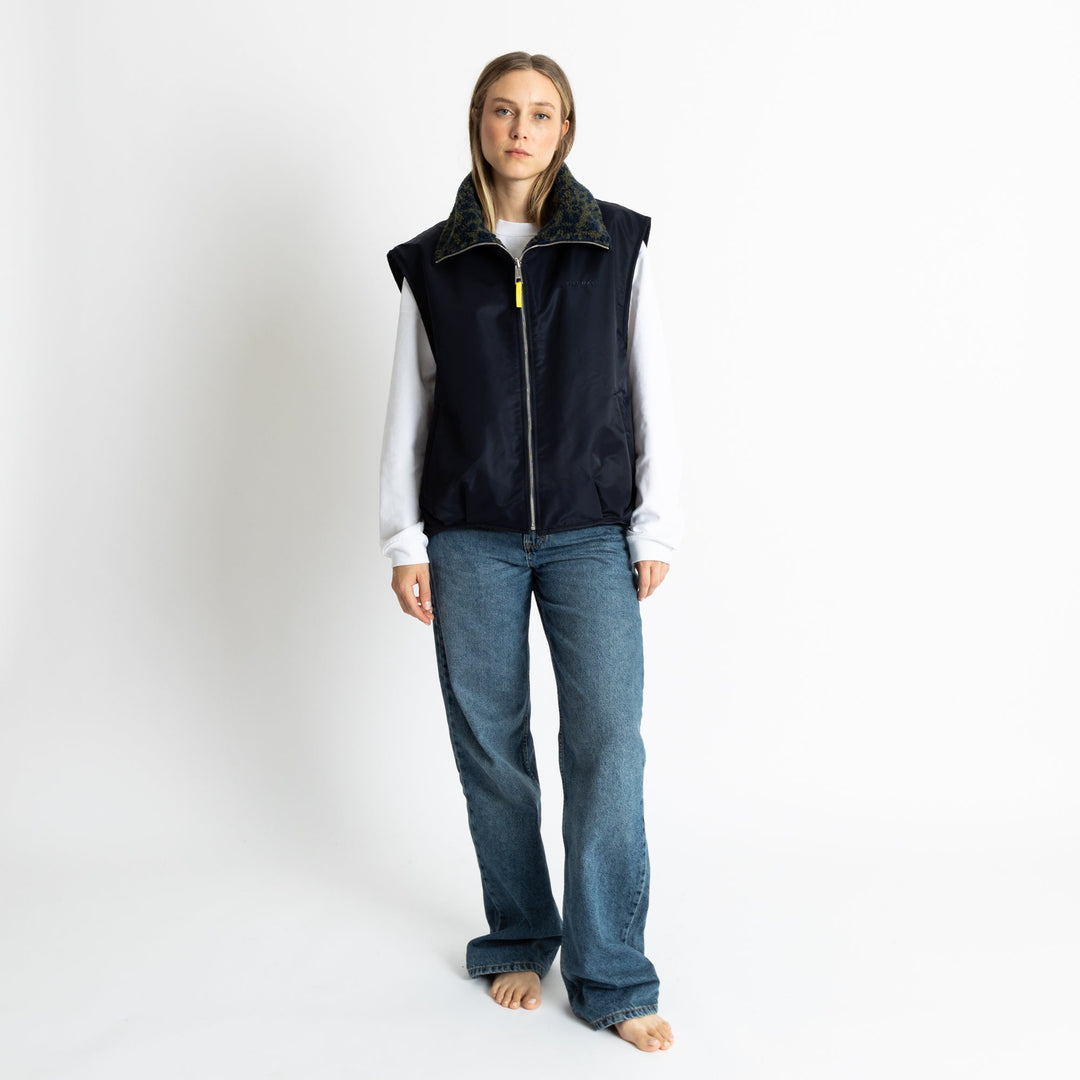 Reversible Bomber Vest - navy/leo navy-olive - VIVI MARI
