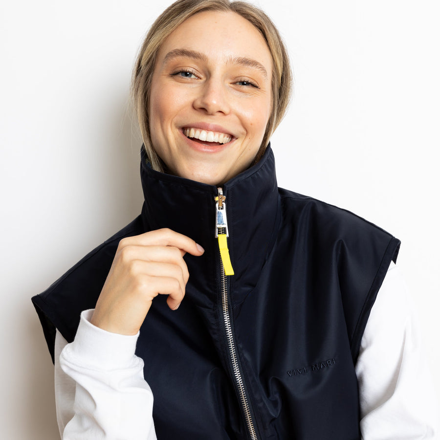 Reversible Bomber Vest - navy/leo navy-olive - VIVI MARI