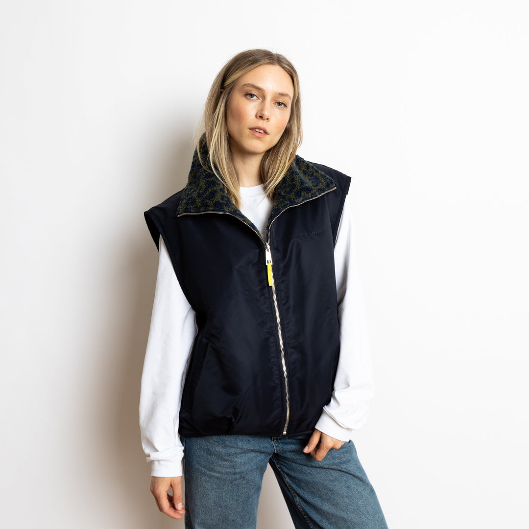 Reversible Bomber Vest - navy/leo navy-olive - VIVI MARI
