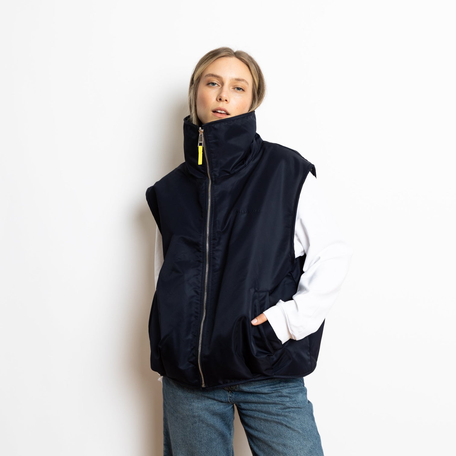 Reversible Bomber Vest - navy/leo navy-olive - VIVI MARI