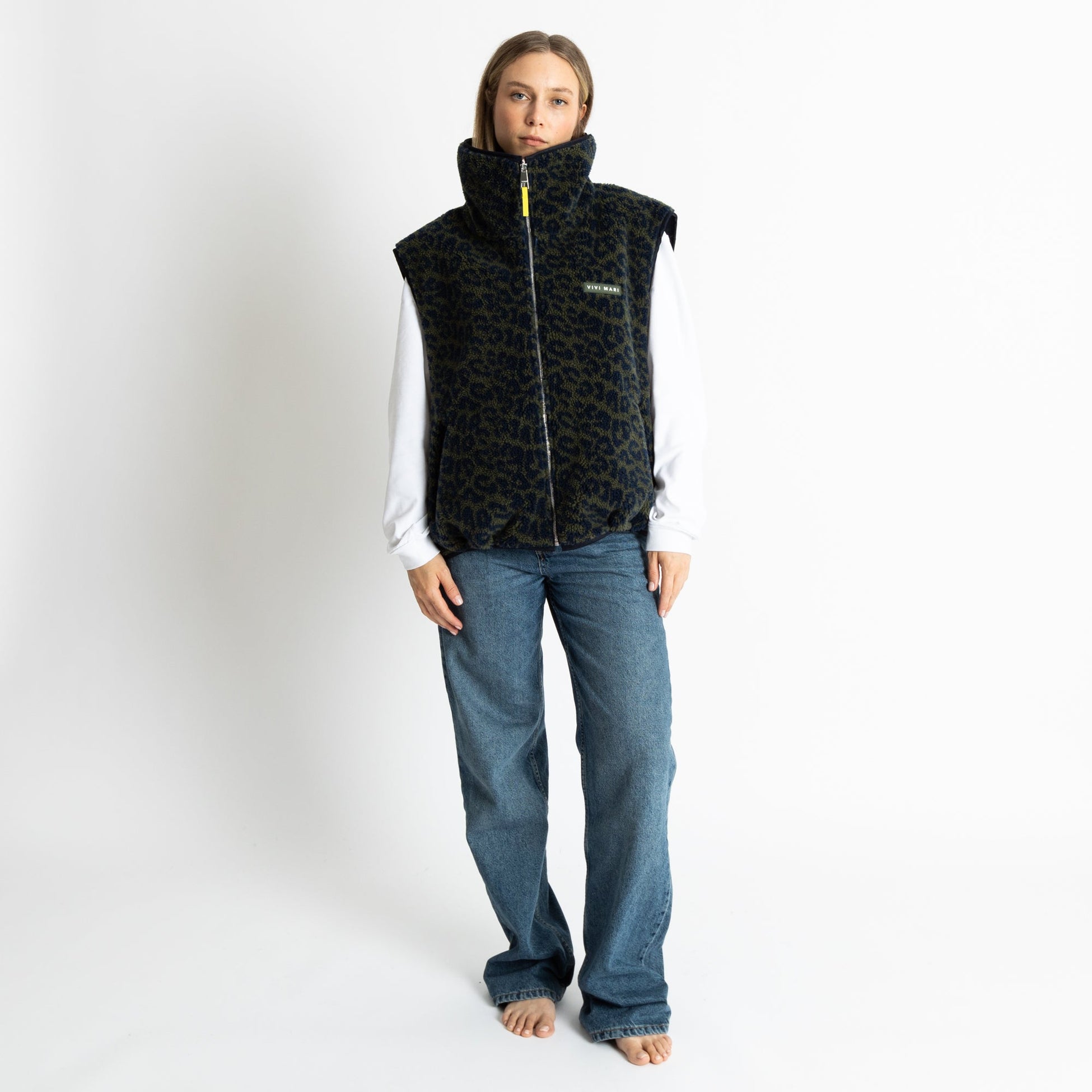 Reversible Bomber Vest - navy/leo navy-olive - VIVI MARI