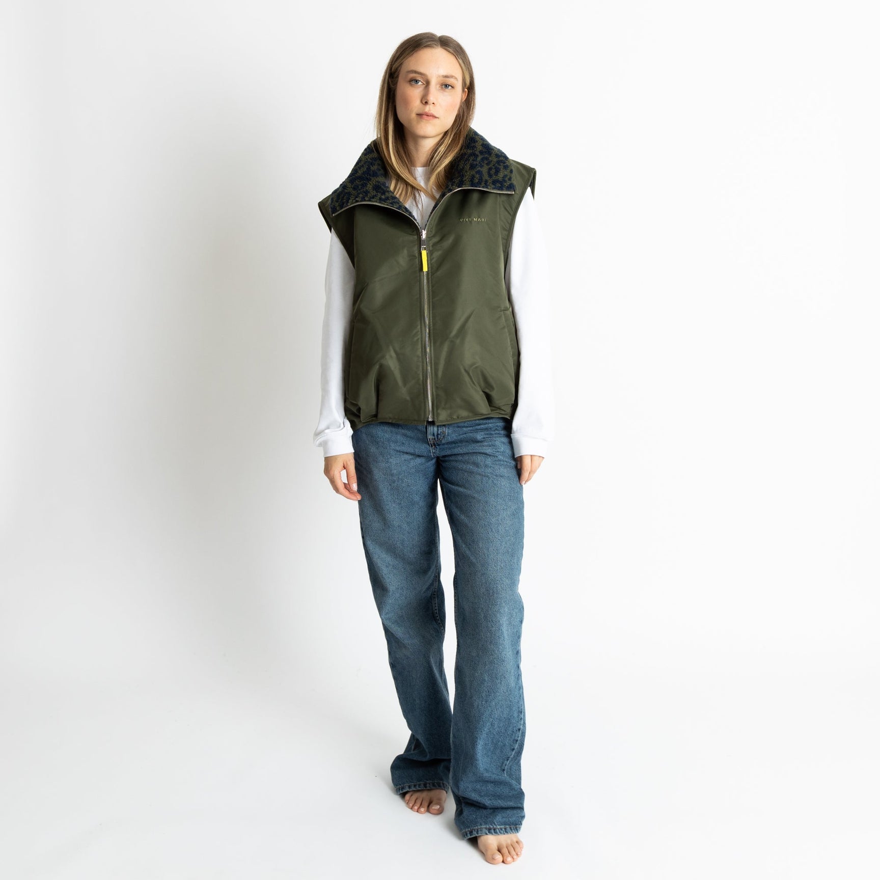Reversible Bomber Vest - olive/leo navy-olive - VIVI MARI