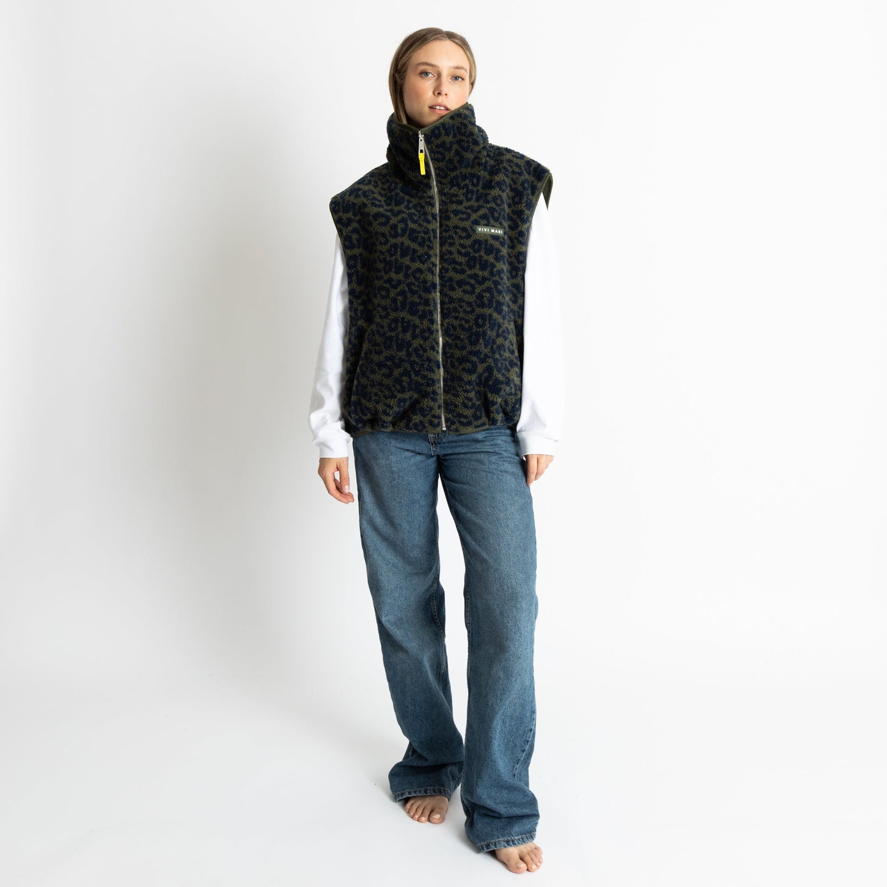 Reversible Bomber Vest - olive/leo navy-olive - VIVI MARI