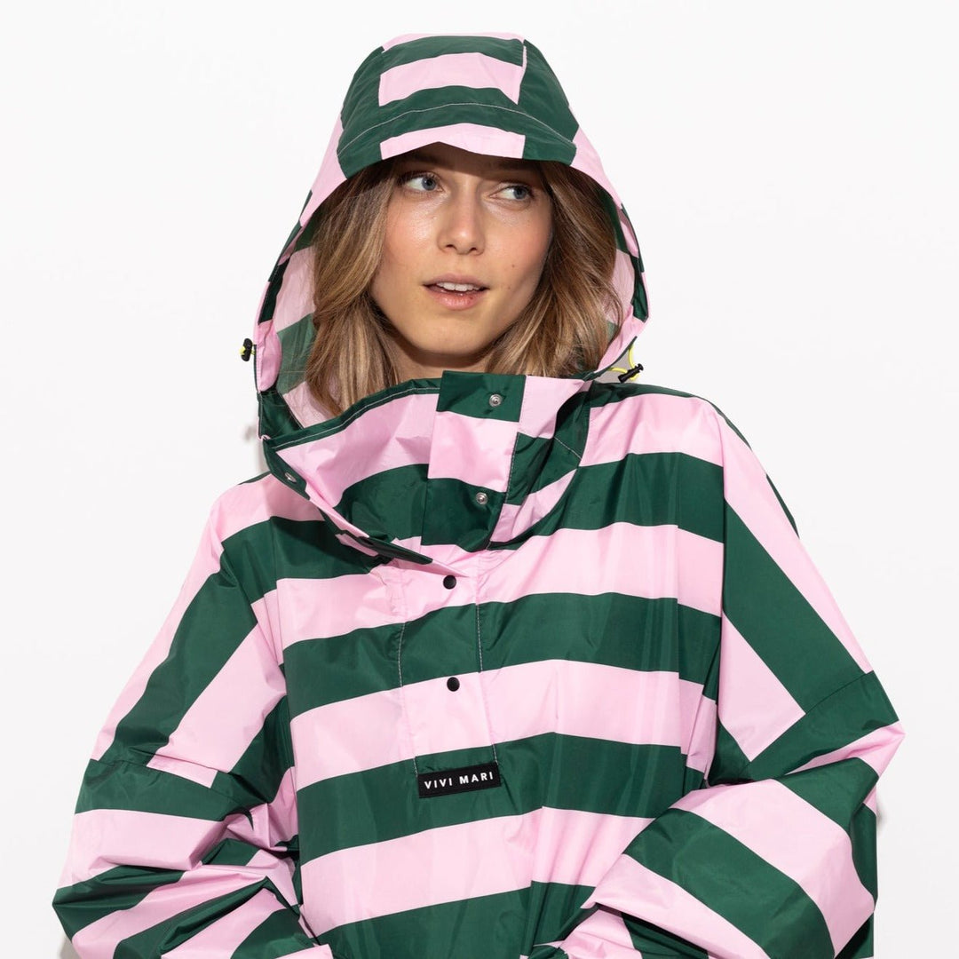 Raincoat bold stripes - green/rosé - VIVI MARI