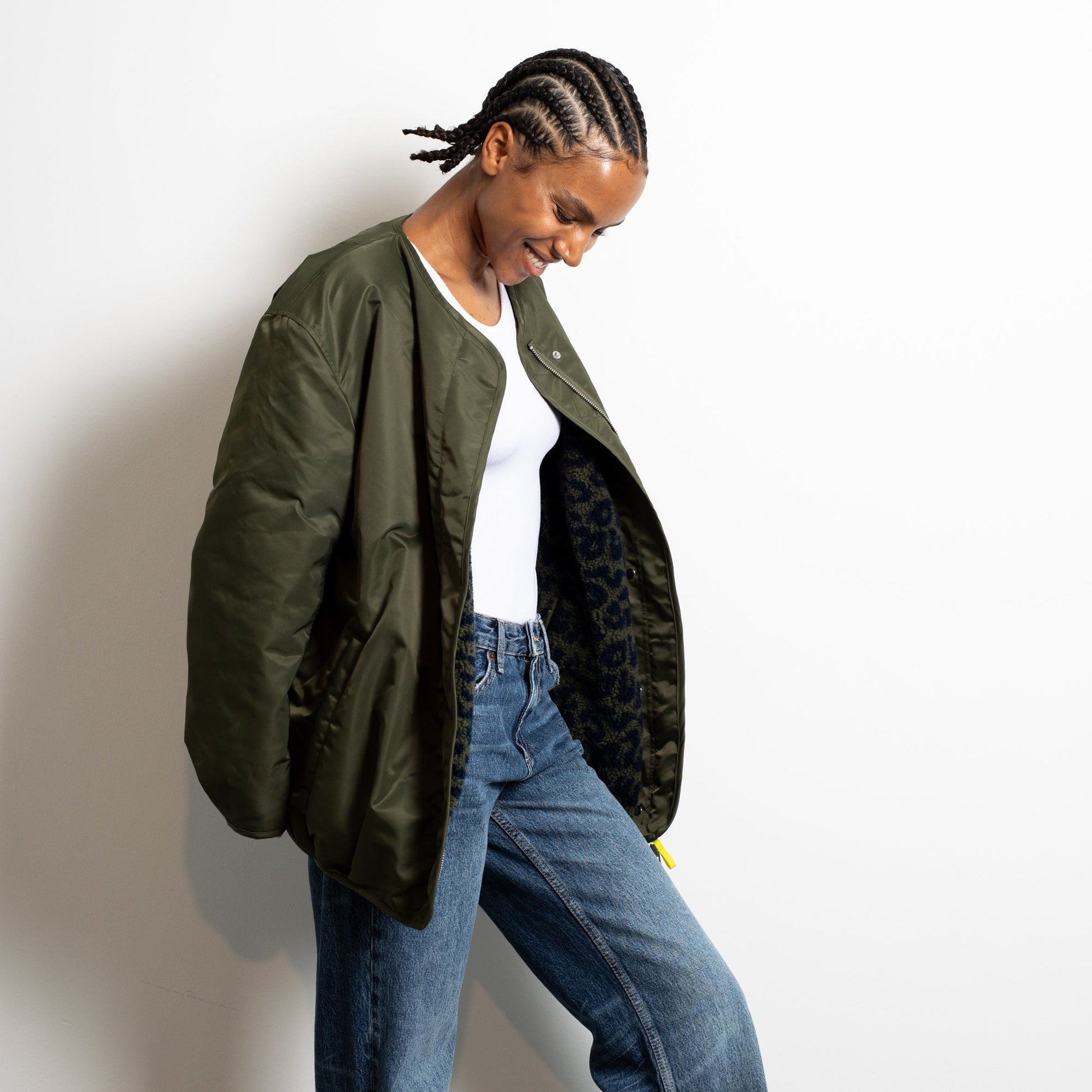 Reversible Bomber Jacket - olive/leo navy-olive - VIVI MARI